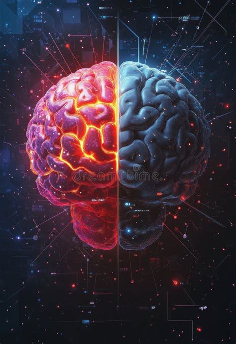 Digital Illustration Of Two Connected Brains Showcasing Neural Connections In Vibrant Colors