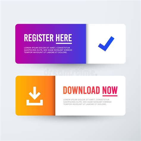 colorful user interface pop up with register here and download now