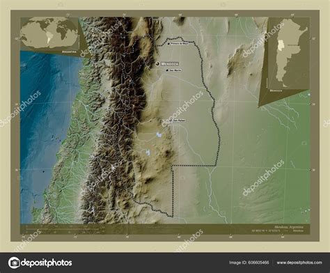 Mendoza Province Argentina Elevation Map Colored Wiki Style Lakes