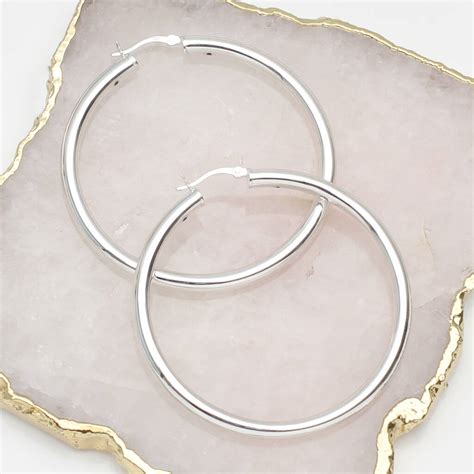 Sterling Silver Large Hinged Hoop Earrings