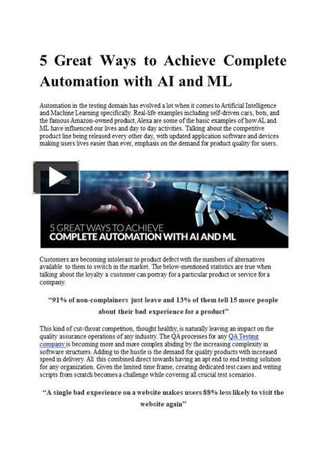5 Great Ways To Achieve Complete Automation With Ai And Ml Presentation Free To Download