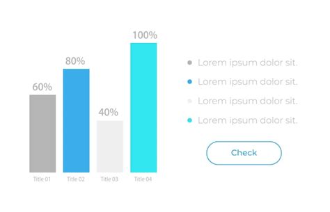 백분율 Ui 요소 템플릿이 있는 막대 다이어그램 프리미엄 벡터