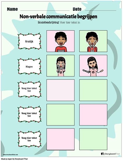 Storyboard That Communicatiewerkbladen Voor Het Onderwijs