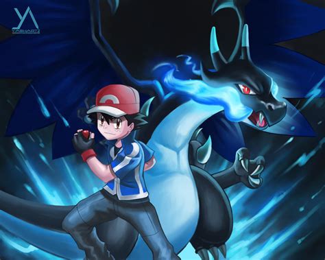 Ash And Mega Charizard X By Yashartz On Deviantart