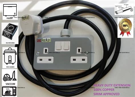 Heavy Duty Metal Clad Extension Trailing Socket Extension Wire 2 Gang Max 4000w Waterproof