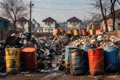 Premium Ai Image Garbage Control Overflowing Containers On The