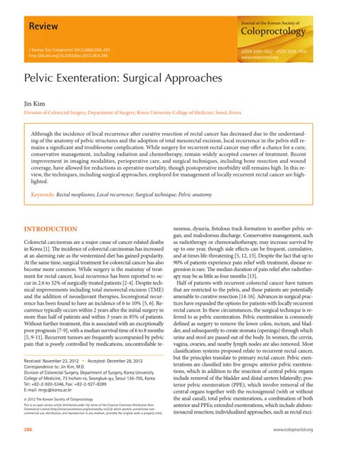 Pdf Pelvic Exenteration Surgical Approaches