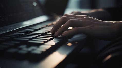 premium ai image efficient typing on laptop keyboard with generative ai