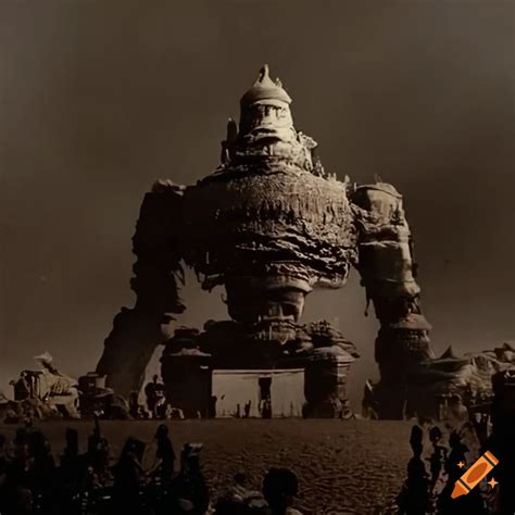 Photo Of The Iron Giant Of Kandahar In A Crowd On Craiyon