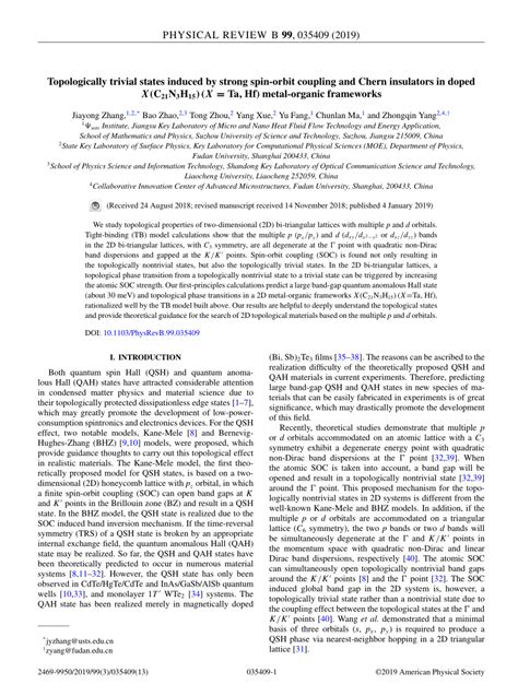 Pdf Topologically Trivial States Induced By Strong Spin Orbit