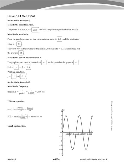 Algebra Ii Workbook Chapter 16 Pdf Function Mathematics Trigonometric Functions