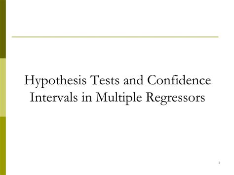 Ppt Hypothesis Tests And Confidence Intervals In Multiple Regressors Powerpoint Presentation