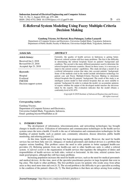 Pdf E Referral System Modeling Using Fuzzy Multiple Criteria Decision Making