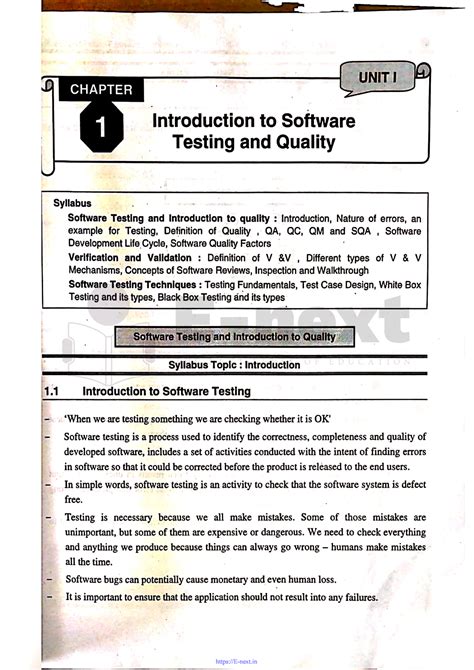 Unit 1 Introduction To Software Testing And Quality E Next In