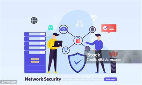네트워크 보안 개념 데이터베이스 보안 및 개인 데이터 보호 트래픽 암호화 Vpn 개인 정보 보호 바이러스 백신 기술 평면 아이콘 웹 방문 페이지 배너 벡터 템플릿에 적합