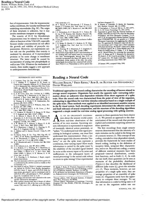 PDF Reading A Neural Code