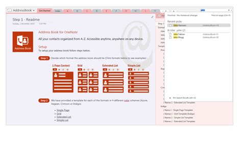 Address Book For OneNote
