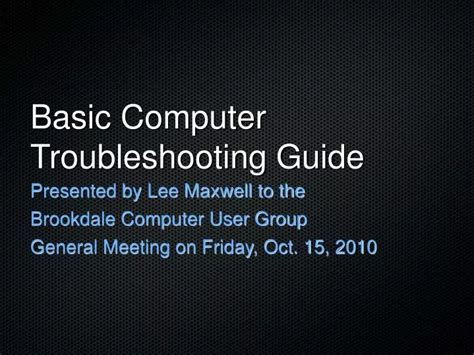 PPT Basic Computer Troubleshooting Guide PowerPoint Presentation Free Download ID