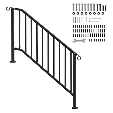 Svopes 4 5 Step 38 98 In H X 3 31 In W Black Steel Stair Railing Kit Handrail Kit