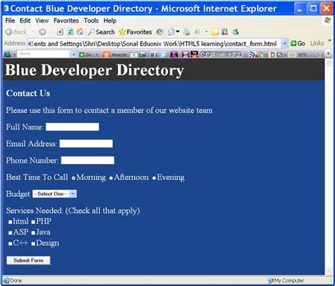 Html Forms And Input Practical Eduonix Blog