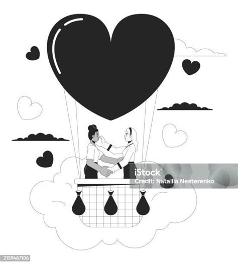 열기구 흑백 2d 일러스트 컨셉으로 제안 2차 도형에 대한 스톡 벡터 아트 및 기타 이미지 2차 도형 Lgbtqia 문화