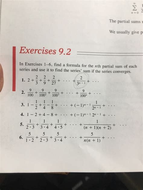 Solved In Exercises 1 6 Find A Formula For The Nth Partial