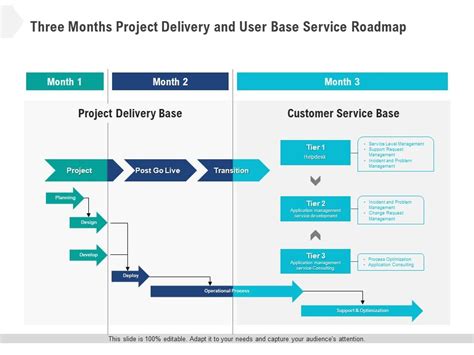 Three Months Project Delivery And User Base Service Roadmap Graphics