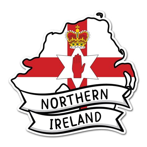 2 X 10cm Northern Ireland Flag Map Vinyl Stickers Irish Badge