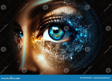 Close Up On Eye Scan Technology Digital Information Data Eye Sight Cyber Security Identity
