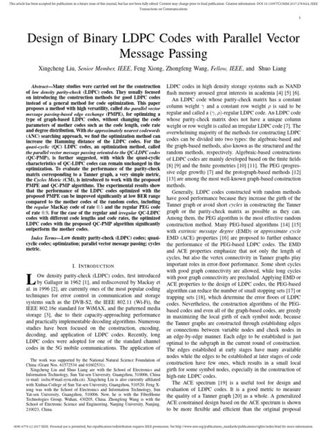 Liu 2017 Pdf Low Density Parity Check Code Algorithms