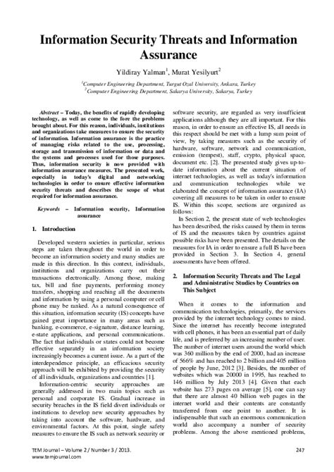 Pdf Information Security Threats And Information Assurance