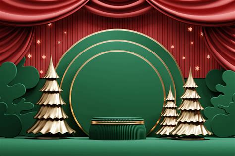 메리 크리스마스 이벤트 제품 디스플레이 연단 장식 배경 3d 렌더링 크리스마스에 대한 스톡 사진 및 기타 이미지 크리스마스 3차원 형태 배경 주제 Istock