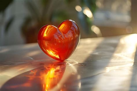 Glass Heart Reflection In Sunlight Illustration Premium Ai Generated Image