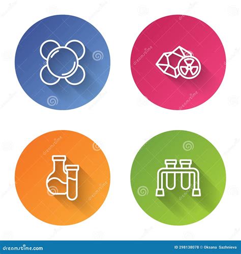 Set Line Molecule Oil Barrel And Word On Seamless Pattern Vector