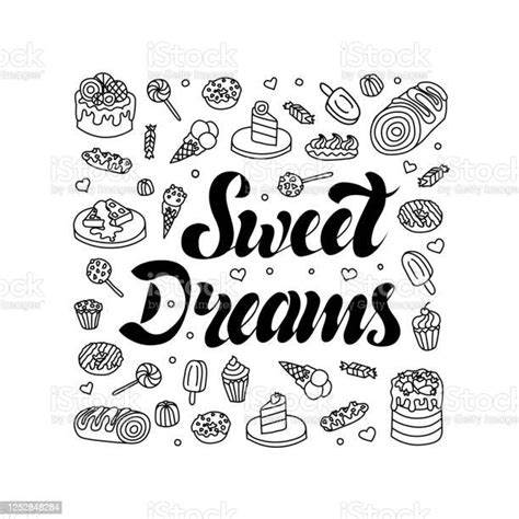 손으로 그린 포스터 달콤한 꿈 과자 디저트 케이크 등 낙서 벡터 그림입니다 Eps 10 개념에 대한 스톡 벡터 아트 및 기타 이미지 Istock