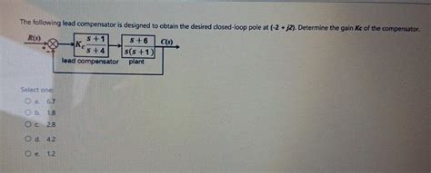 Solved The Following Lead Compensator Is Designed To Obtain