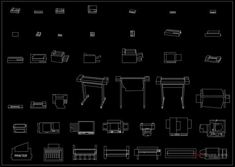 11 Printers Autocad Blocks Free Download