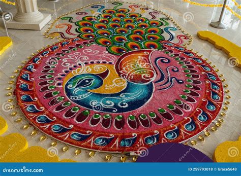 Beautiful Colorful Indian Traditional Rangoli Decoration For Diwali Or
