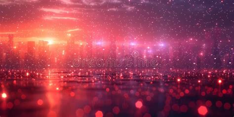 Abstract Digital Cityscape With Interconnected Dots And Gradient Lines Representing Big Data And