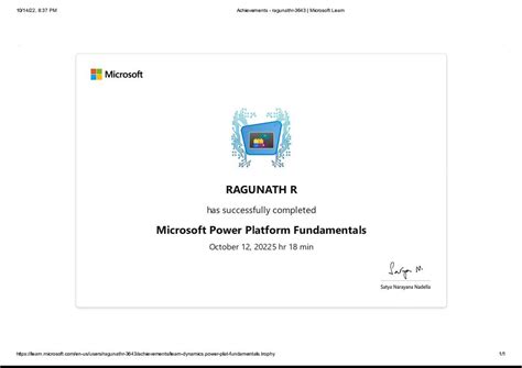 Ragunath R On Linkedin Has Successfully Completed Microsoft Power Platforms Fundamentals 🙃