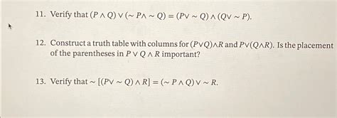 Solved Solve 11 ﻿and 13 ﻿using True And False Truth Tables