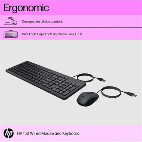 Hp 150 Wired Keyboard And Mouse Combo With Instant Usb Plug And Play Setup At ₹ 620 Piece