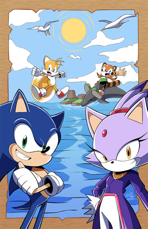 Sonic The Hedgehog Blaze The Cat Tails And Marine The Raccoon Sonic