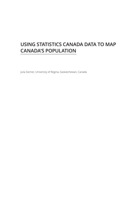 Pdf Using Statistics Canada Data To Map Canada´s Population