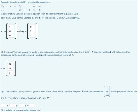 solved х consider two planes in r3 given by the equations