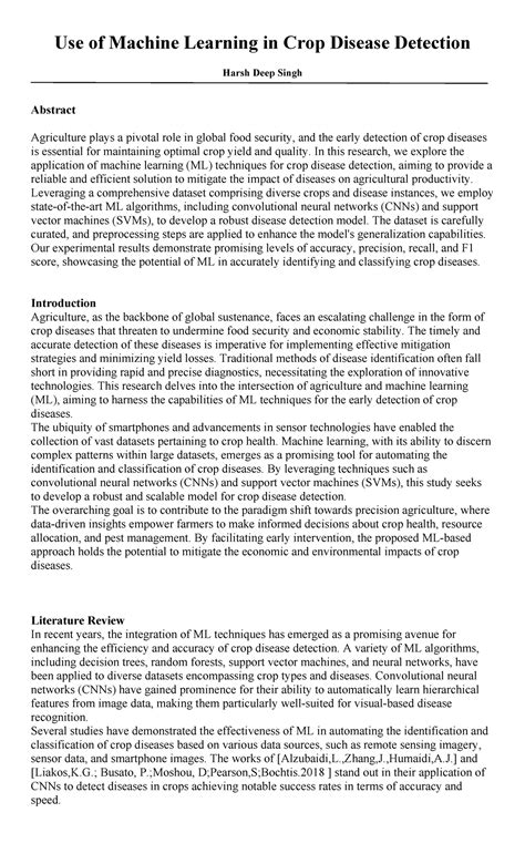 Plant Disease Detection Use Of Machine Learning In Crop Disease