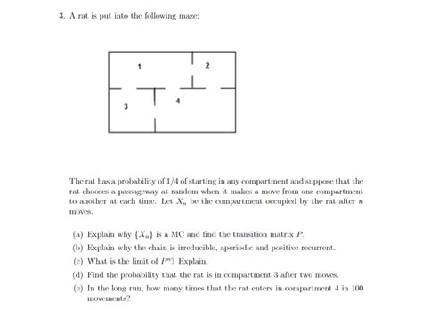Solved A Rat Is Put Into The Following Maze The Rat Has Chegg