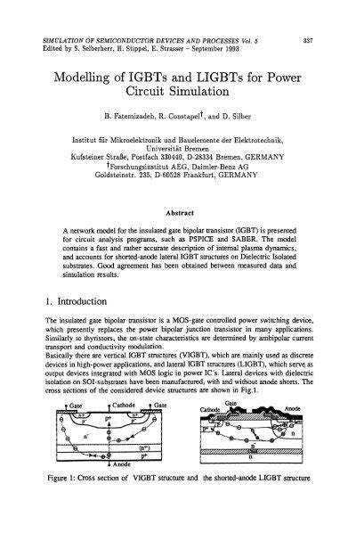 Modelling Of Igbts And Ligbts For Power Circuit Simulation