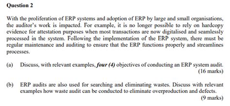 With The Proliferation Of ERP Systems And Adoption Of Chegg Com