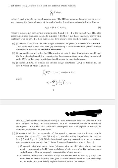 Solved 1 18 Marks Total Consider A HH That Has Bernoulli Chegg Com